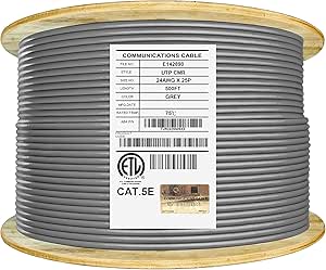 Amazon.com: Elite 25 Pair Cat5e Riser (CMR), 500ft, UTP 24AWG, Solid ...