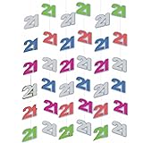 amscan International Pink Shimmer Hanging String Decorations 21st, Pack ...