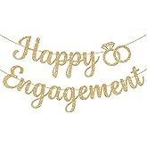Amazon.com: KatchOn, Glitter Gold Just Engaged Banner - 10 Feet, No DIY ...