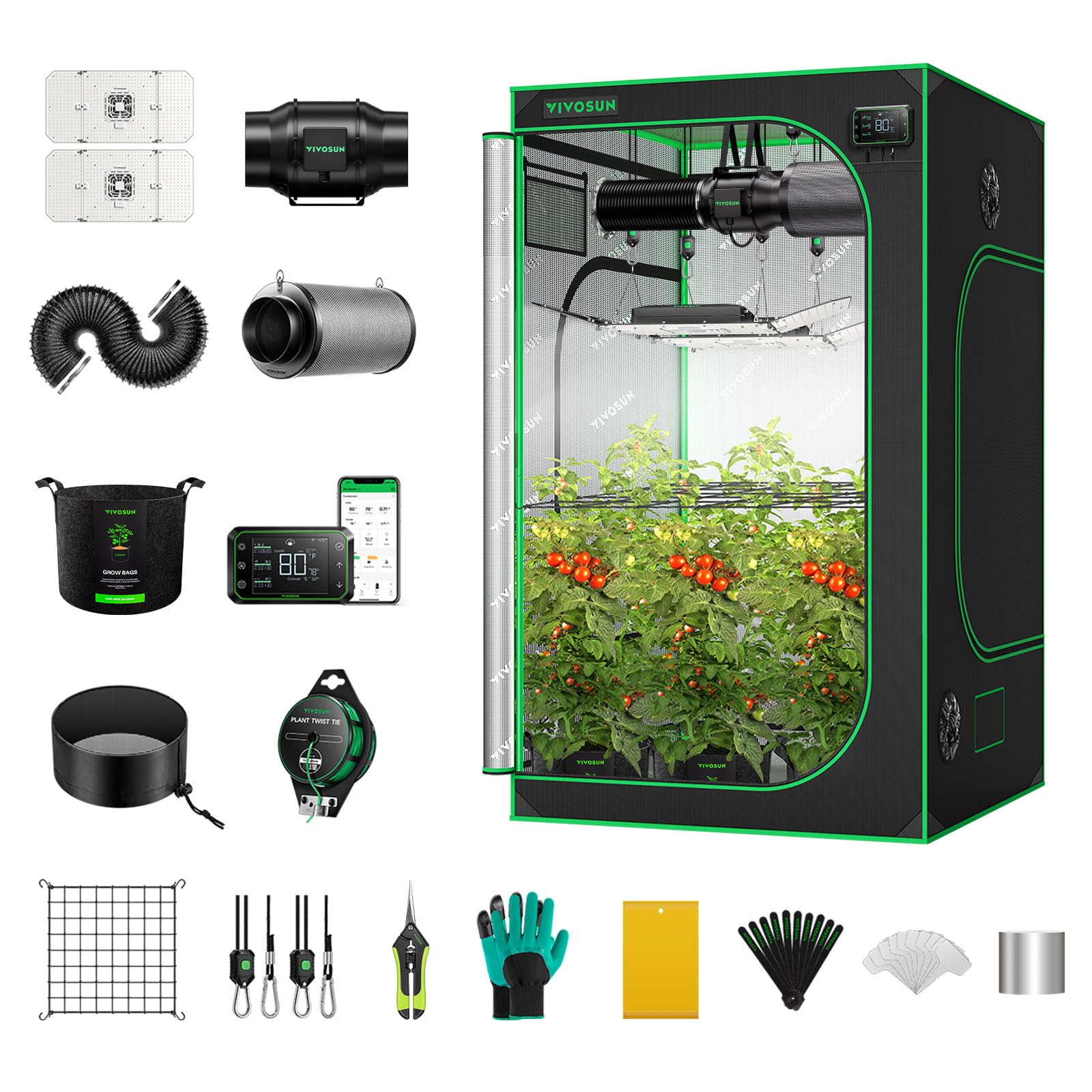 VIVOSUN GIY Smart Grow Tent System 4x4, WiFi-Integrated Grow Tent Kit ...