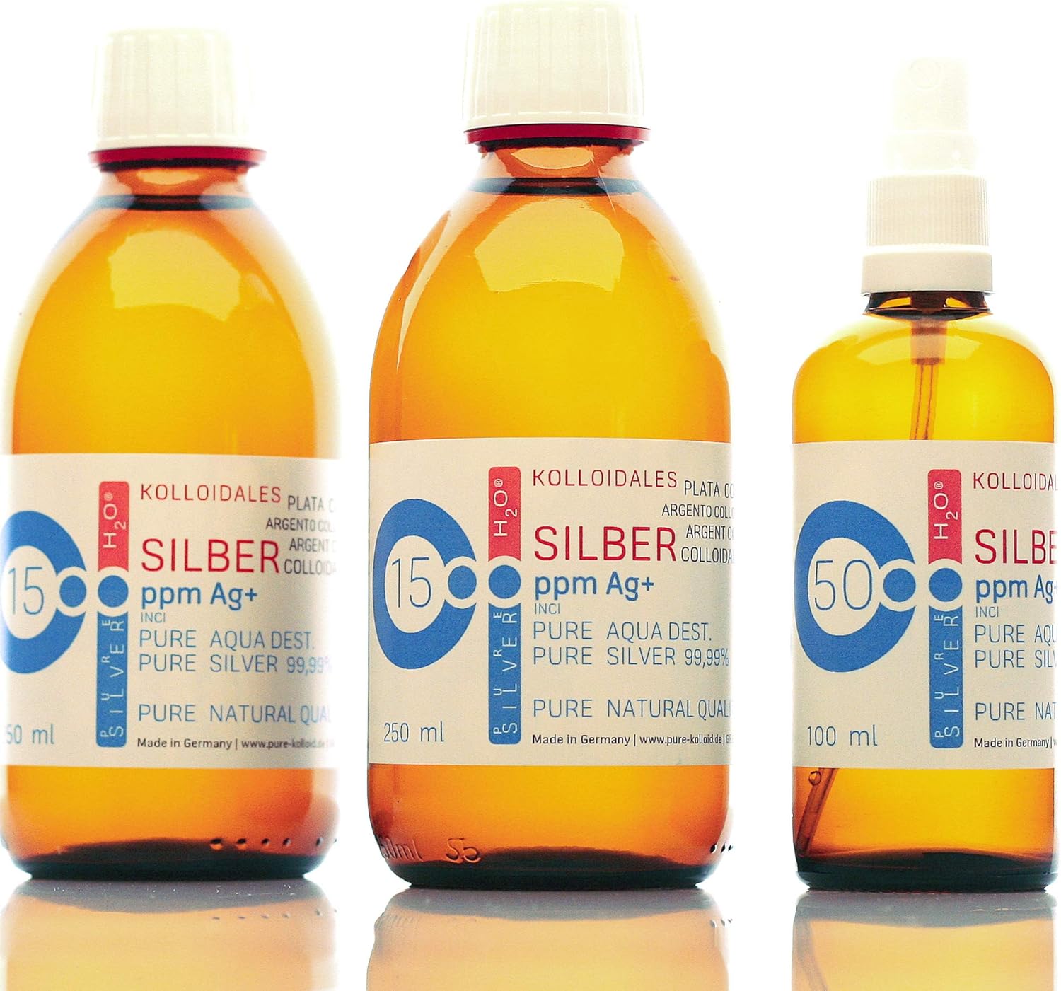 600ml l'argent colloïdal PureSilverH2O© / 2x bouteilles (250ml / 15ppm ...