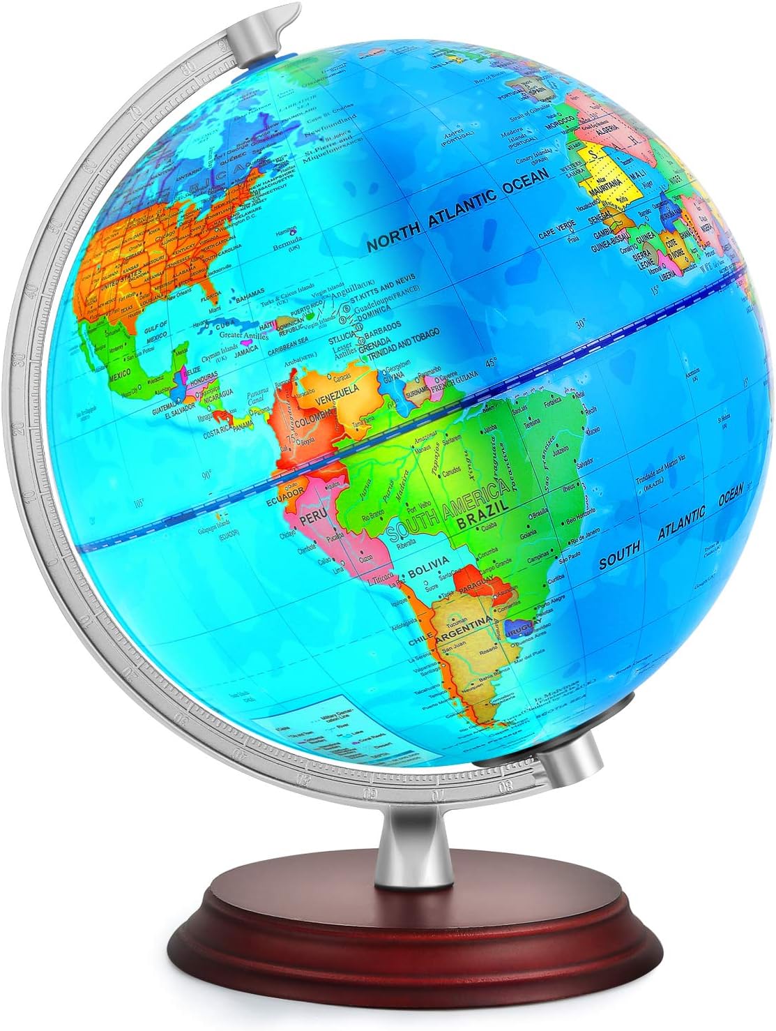 TTKTK Illuminated World Globe for Kids with Wooden Stand,Built in LED ...