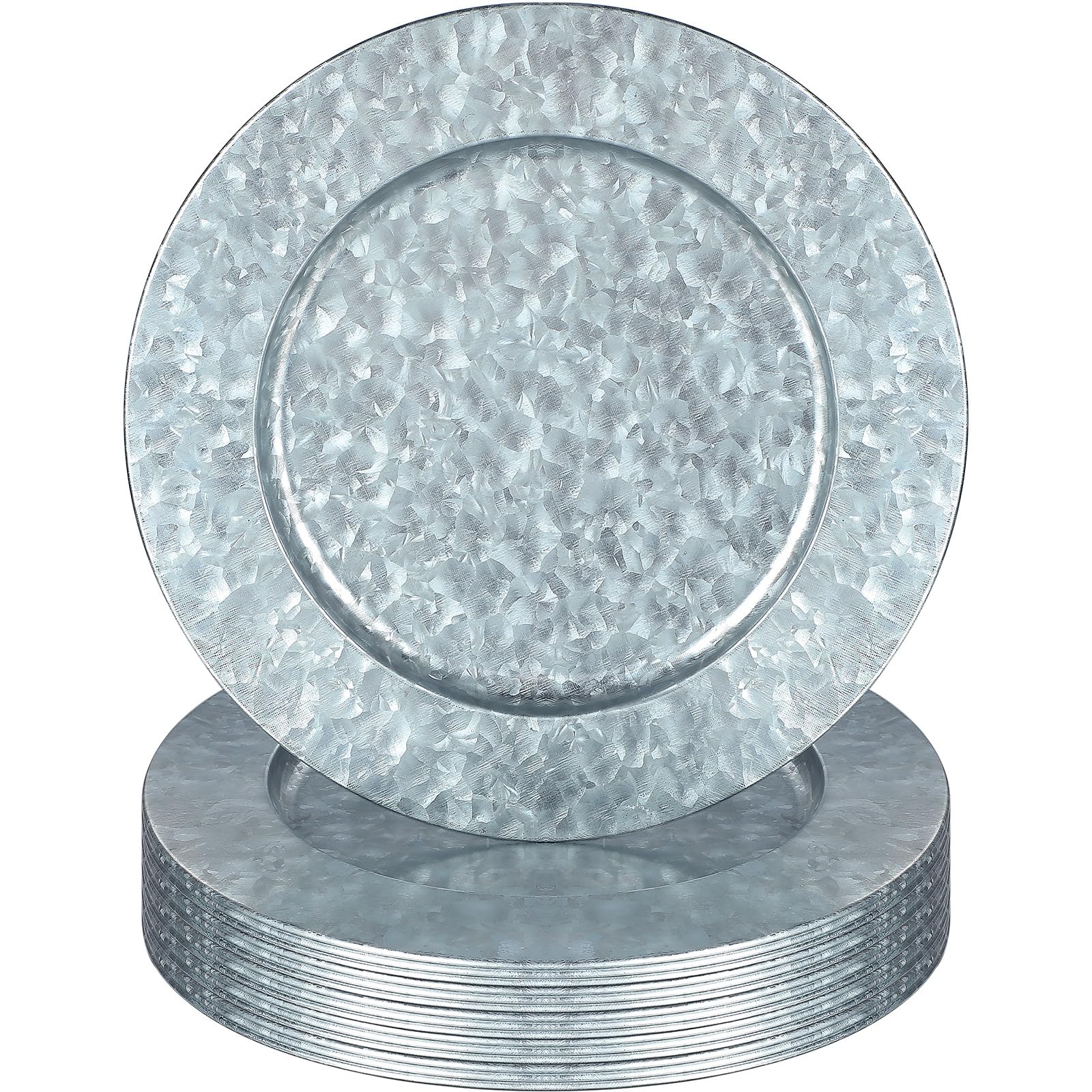 Maxdot 16 Pcs 13 Inches Round Charger Plates Silver Metal Chargers for ...