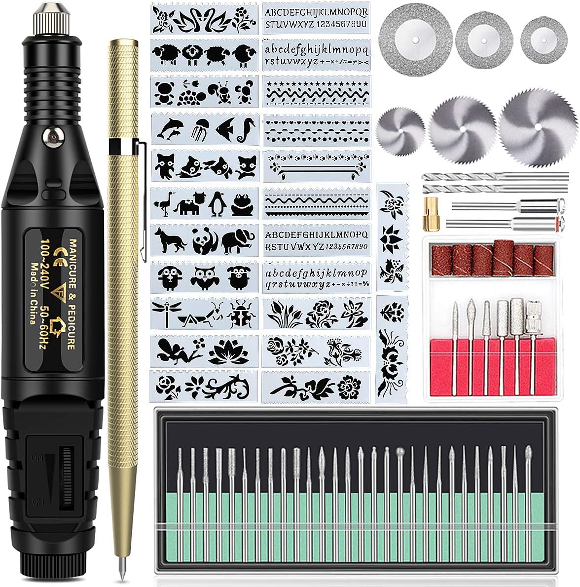 Wukong Electric Engraving Pen – 81PCS Engraving Tools Kit Mini DIY Wood ...