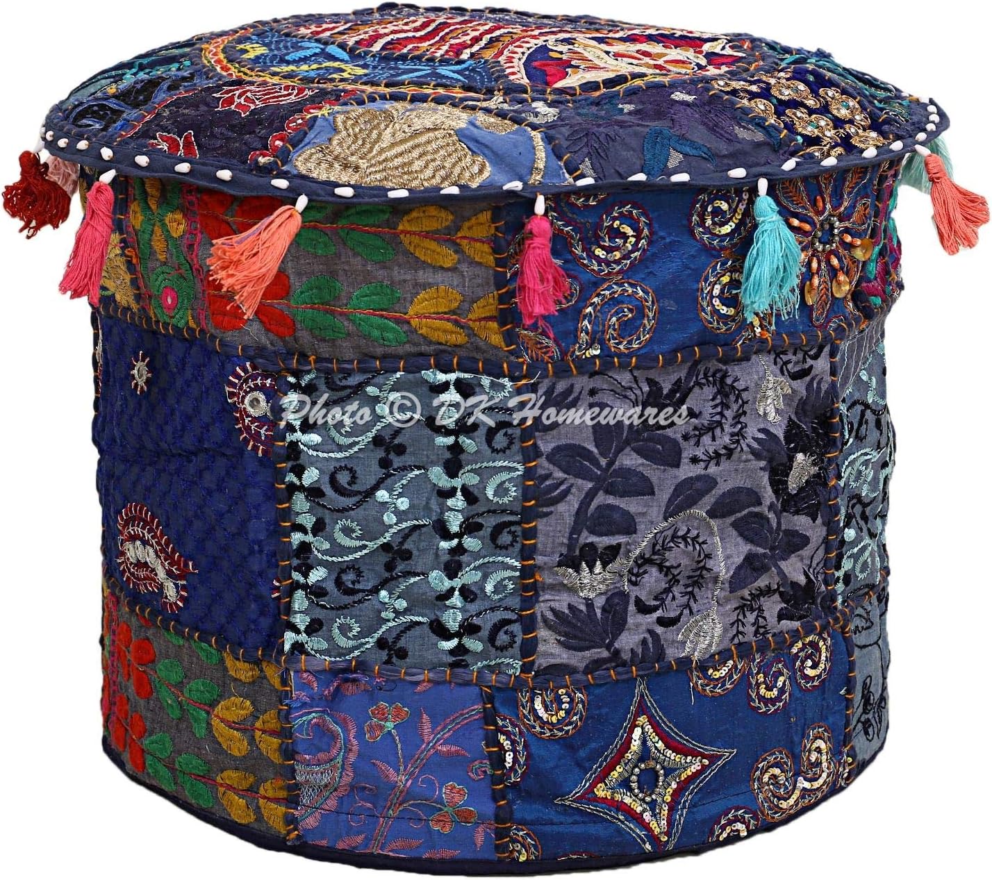 DK Homewares Traditional Indian Hassock Desginer Dark Blue Large ...
