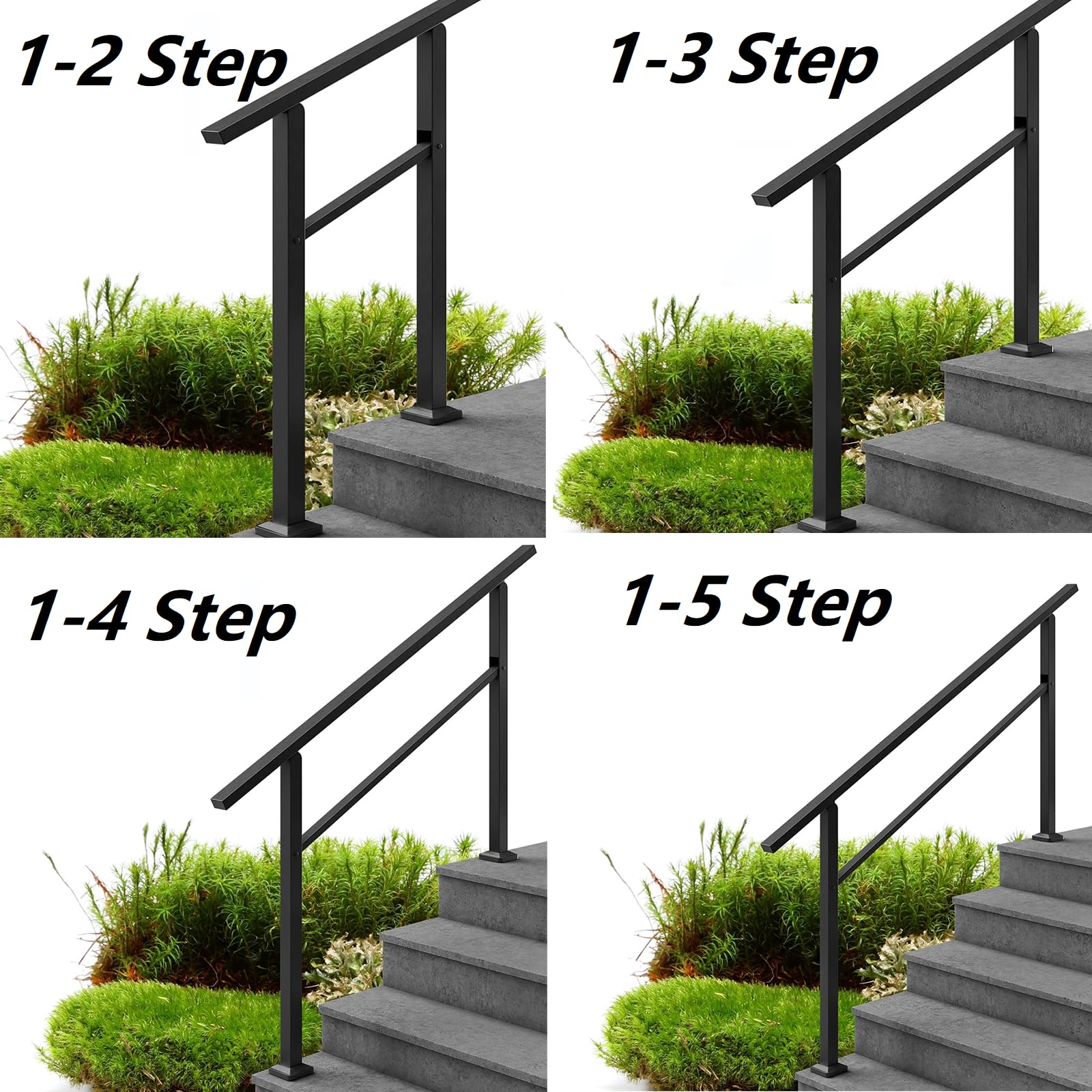 Mua Metty Metal Handrails for Outdoor Steps - 1 to 5 Step Wrought Iron ...