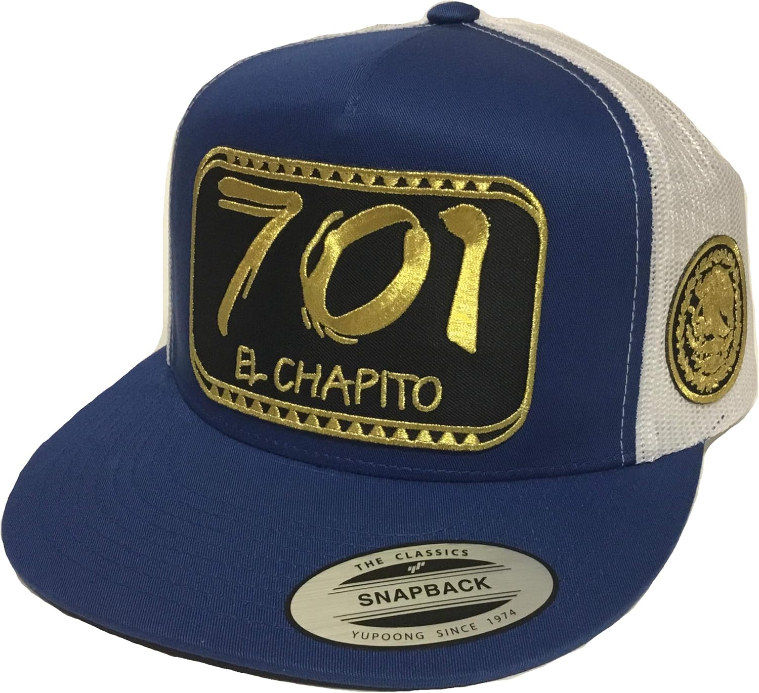 Mexico El chapito 701 2’’ Aguila a lado All Gold 2 Logos hat Royal ...