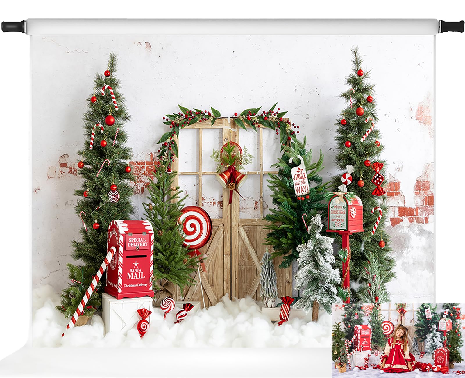Kate 10x8ft Christmas Photography Backdrop Winter Xmas Tree Gift Photo Background Brick Wall ...
