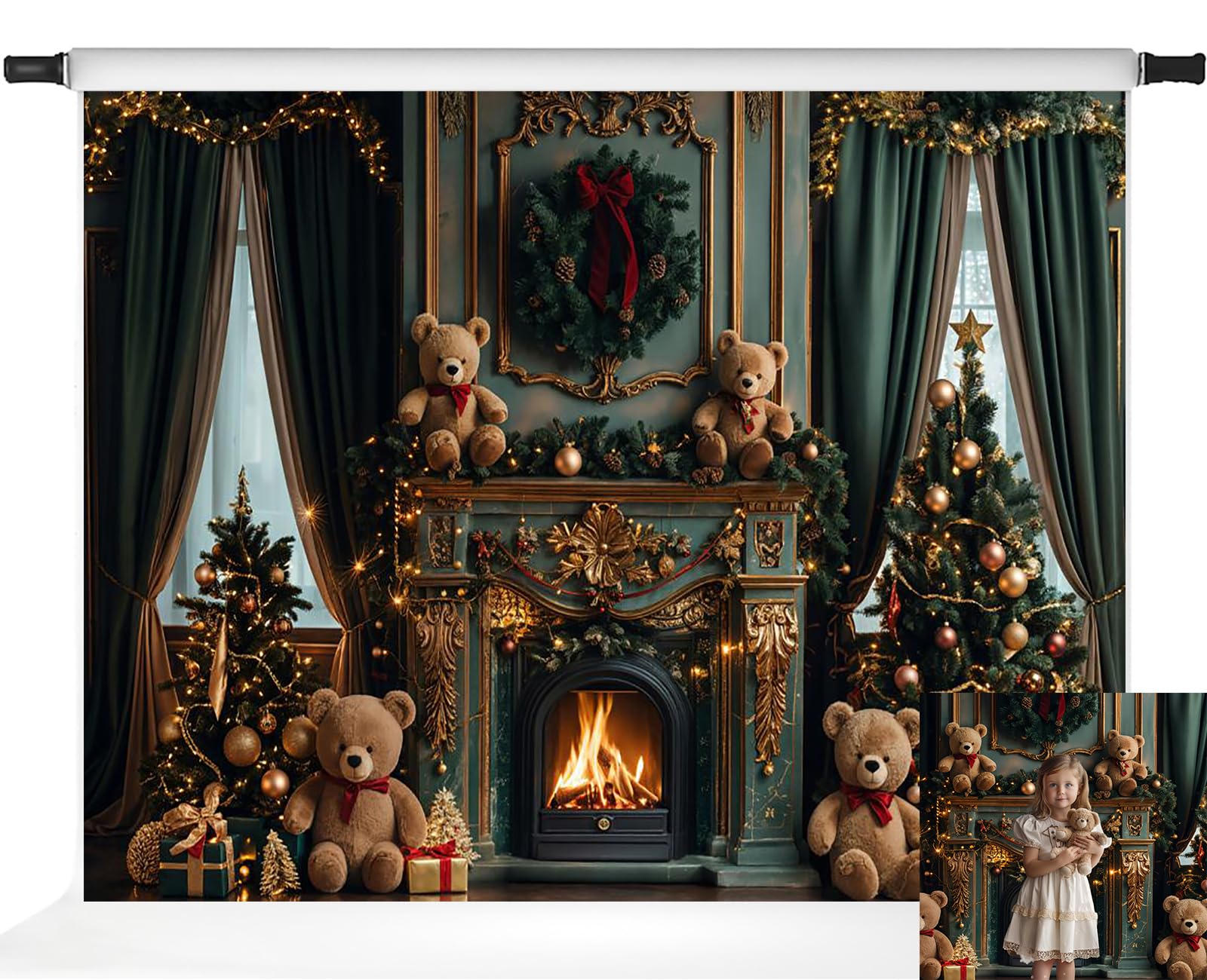 Kate Christmas Green Backdrops Luxurious Indoor Decor Photo Backdrops ...