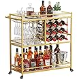 Amazon.com - Lifewit Bar Cart for The Home, 3 Tier Drink Cart with Lockable Wheels, 12 Wine Rack ...