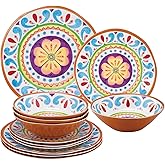 Amazon.com | UPware 12-Piece Melamine Dinnerware Set, Includes Dinner ...