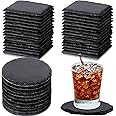 Amazon.com: 48 Pieces Square Round Slate Coasters Bulk, 4 Inch Drink ...