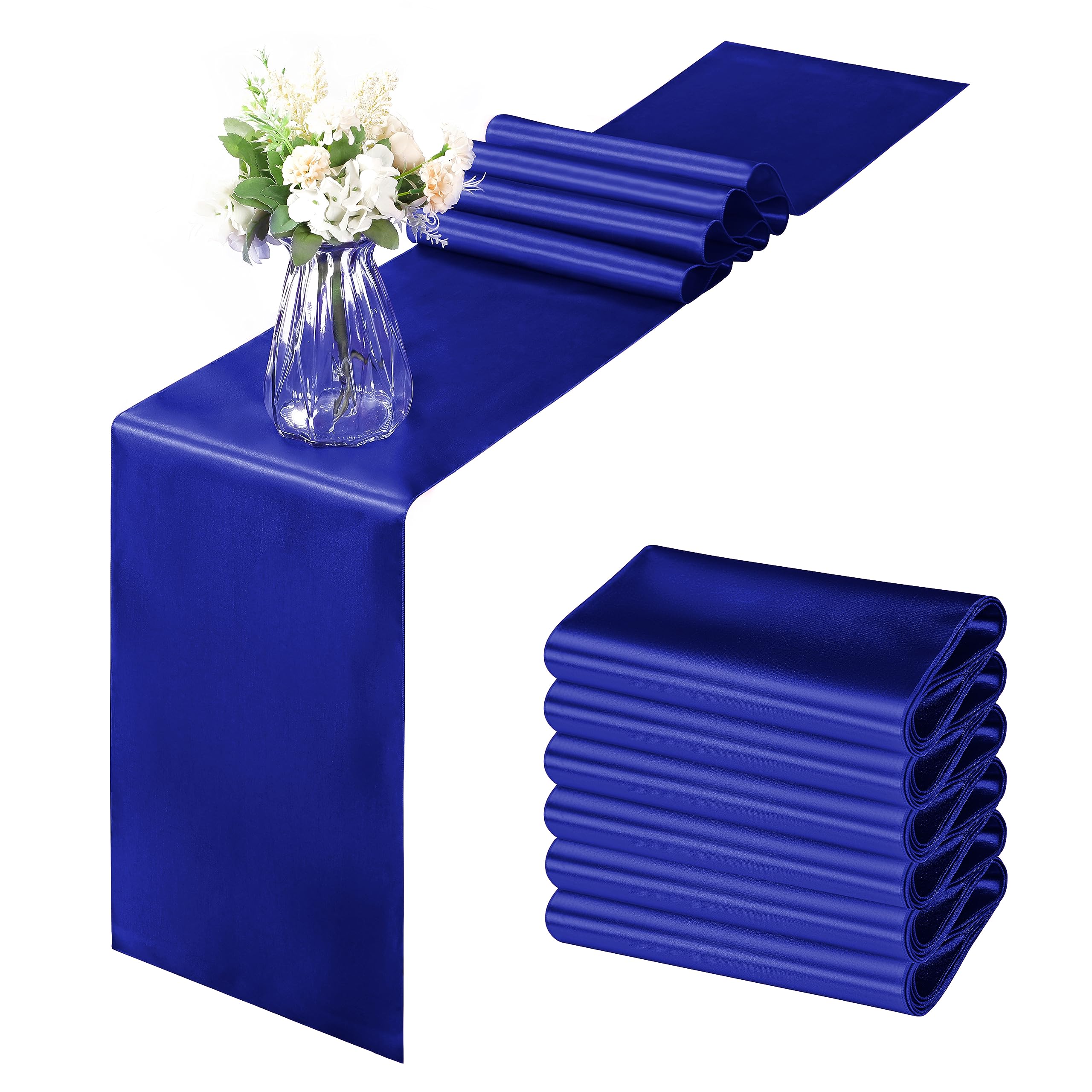 Horbaunal 6 Pack Satin Runners 12 x 72 Inch Bright Silky Smooth Satin Table Runners for Birthday ...