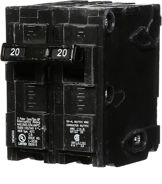 Q220 20-Amp Double Pole Type QP Circuit Breaker, Magnetic Circuit ...