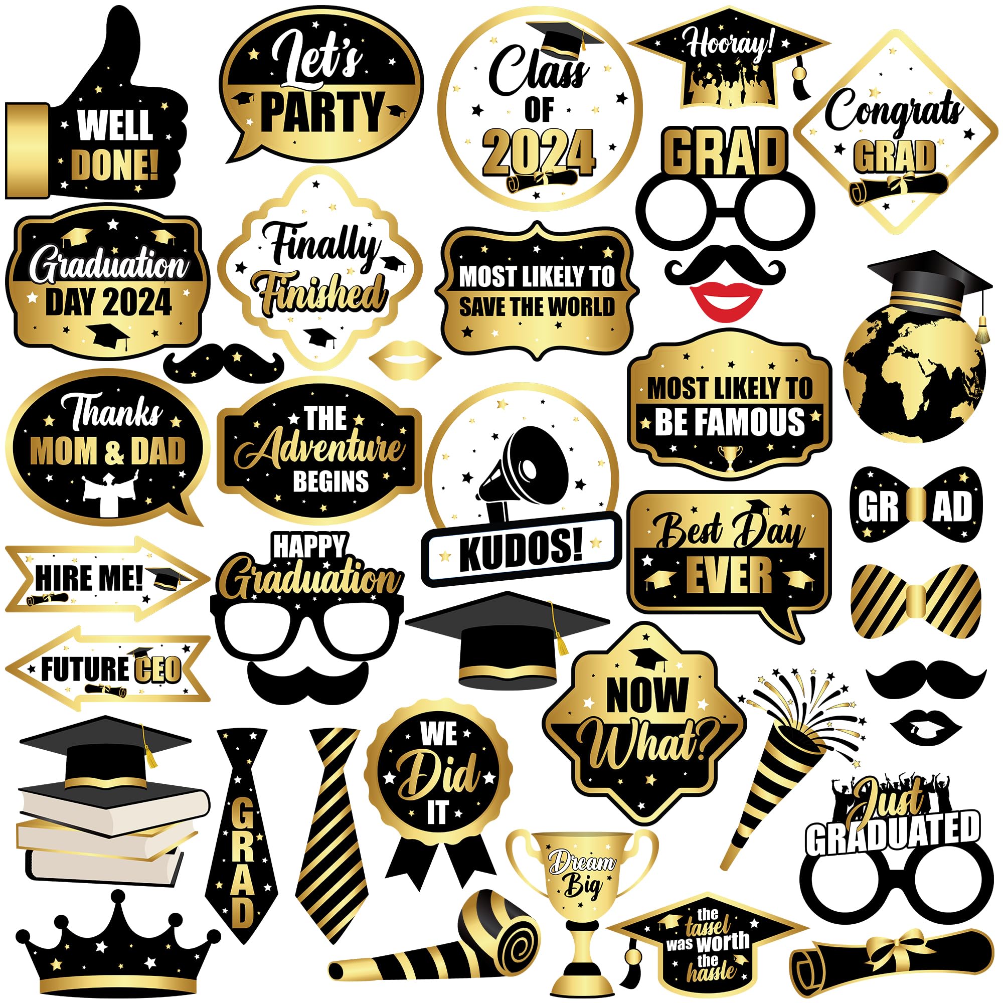 KatchOn, Graduation Photo Booth Props - Pack of 40 | Grad Photo Booth ...