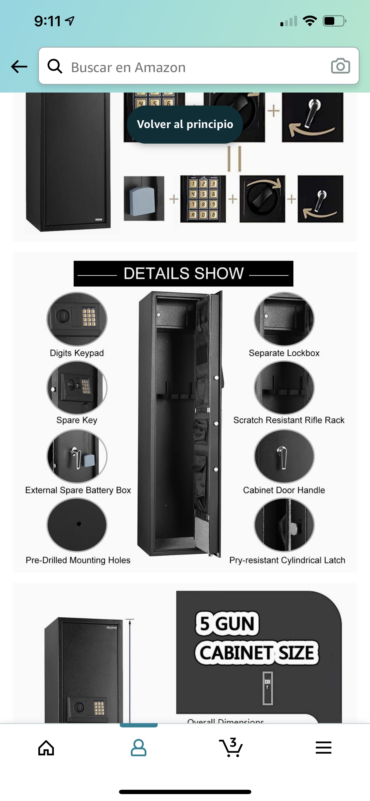 $11/mo - Finance Amazon.com: 5-Gun Storage Cabinet SECUSTAR gun safes ...