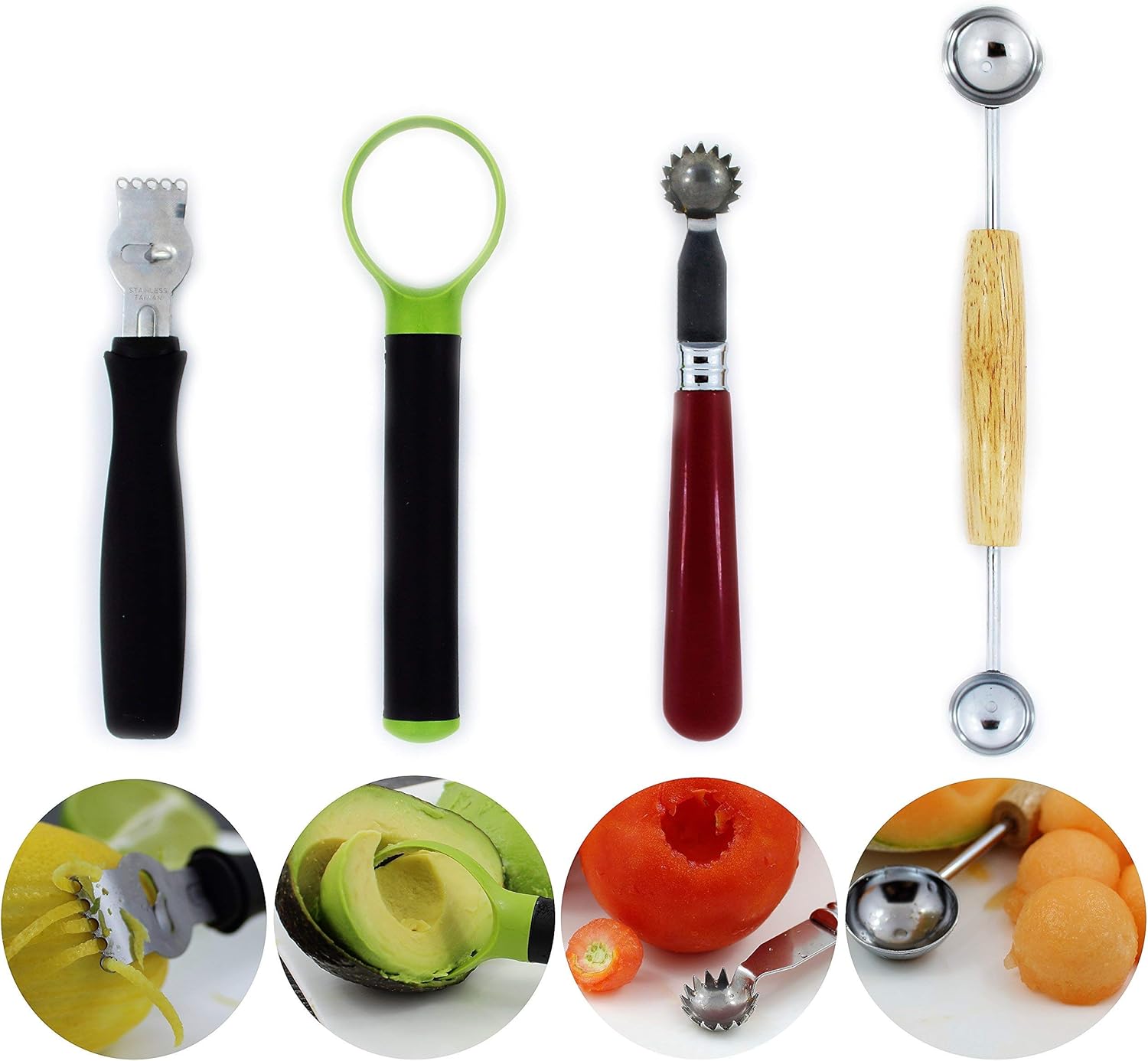 Lemon zester tool, Strawberry corer, Tomato core remover, Melon baller ...