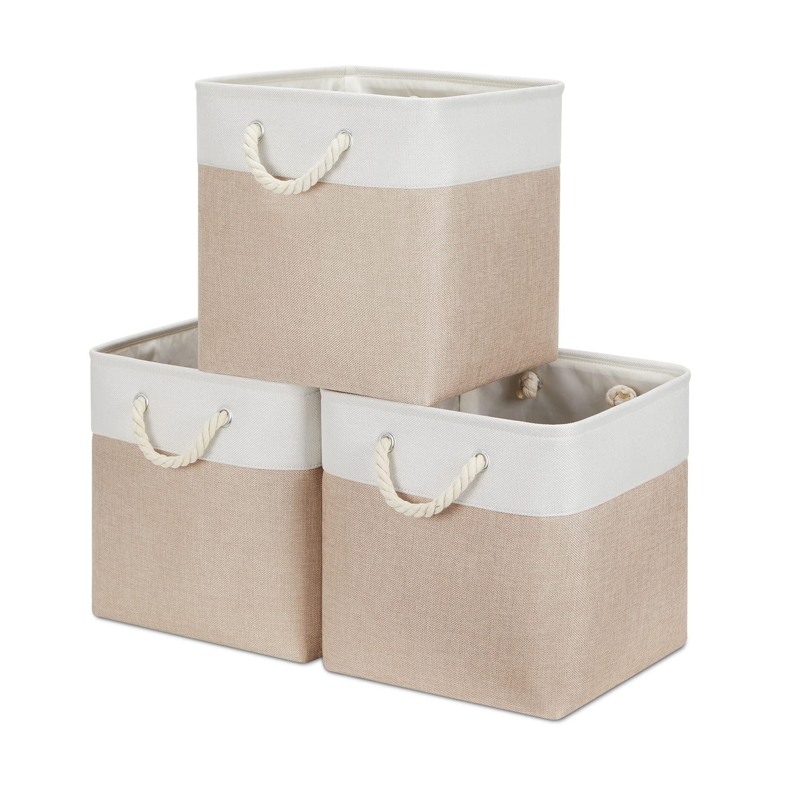 Bidtakay Fabric Storage Baskets for Organizing Beige 13 Inch ...