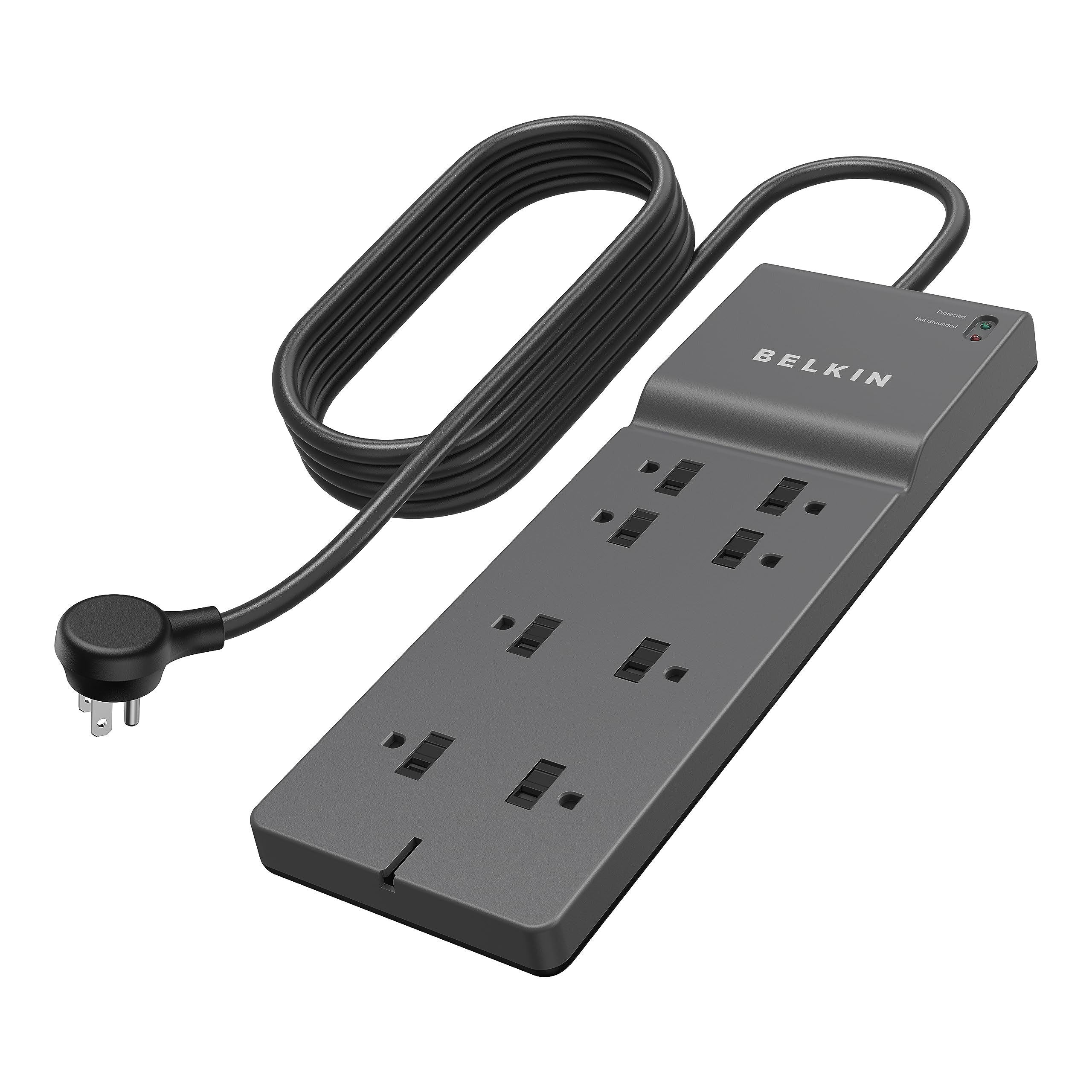 Belkin 8-Outlet Surge Protector w/ 8 AC Outlets & 8ft Long Flat Plug ...