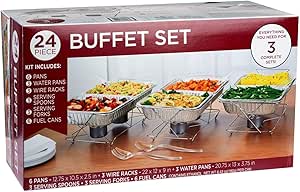 Amazon.com: 24 Piece Party Serving Kit Includes Chafing Dish Buffet Set ...