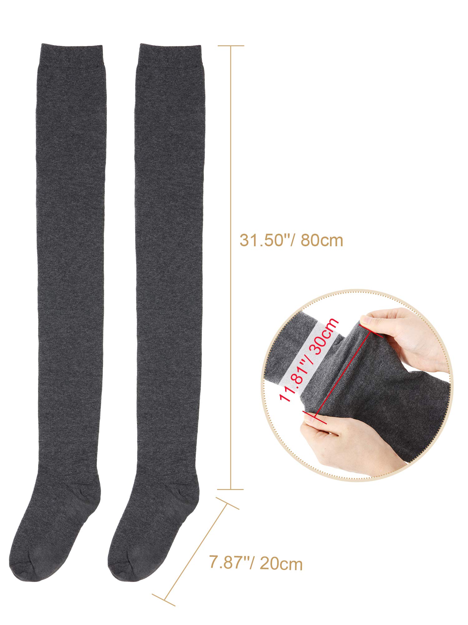 SATINIOR Extra Long Socks Thigh High Cotton Socks Extra Long Boot ...