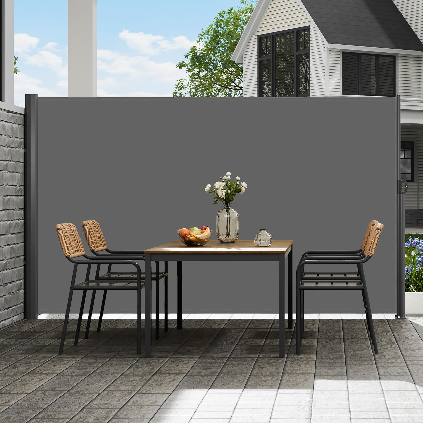 VEVOR Retractable Side Awning, UV 50 71''x118'' Full Aluminum Rust ...