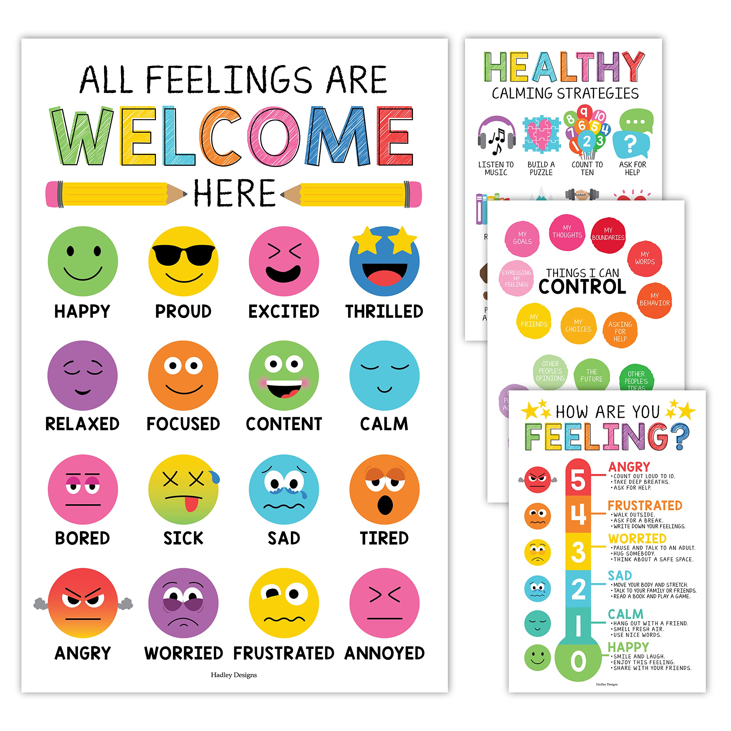 Mua 4 Colorful Feelings Chart For Kids Emotions Chart For Kids Feelings Poster - Toddler ...