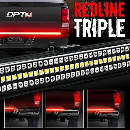 OPT7 48" Redline Triple LED Tailgate Light Bar w/Sequential RED Turn ...