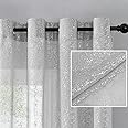 Amazon.com: TERLYTEX Silver Curtains for Bedroom, Metallic Silver Foil ...