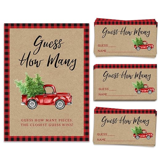 Christmas Candy Jar Guessing Game, 50 Cards and Matching Sign, Guess ...