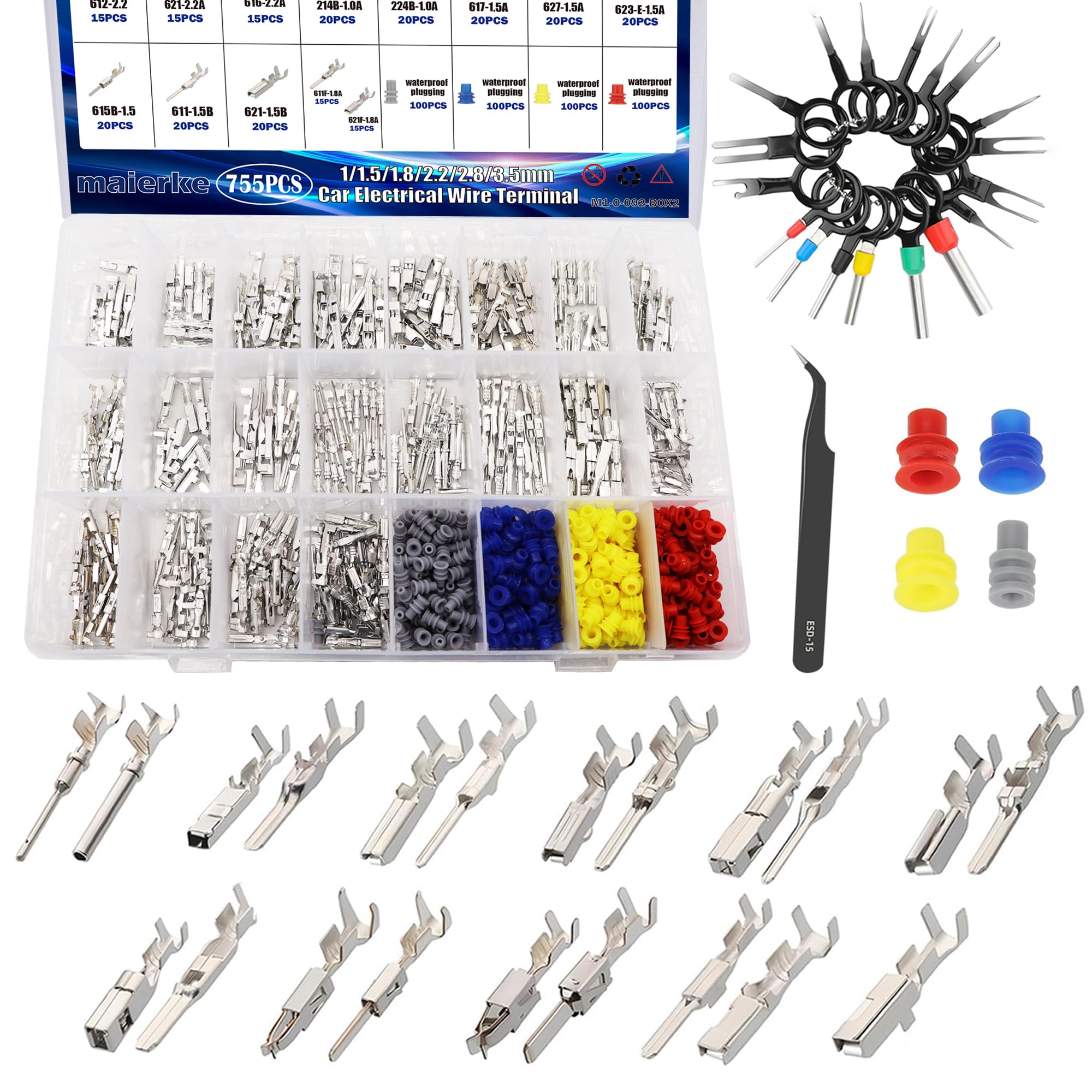 maierke 755PCS 21 Type Pin Connectors Kit,Car Electrical Wire Pins 1/1 ...