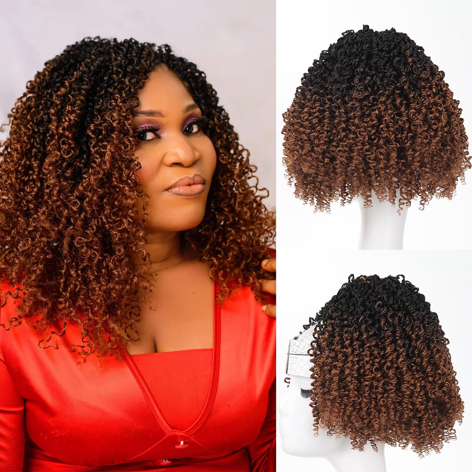 colorvay 9 Packs Pre-looped Yanky Twist Crochet Braids Hair 8 Inch 30 ...