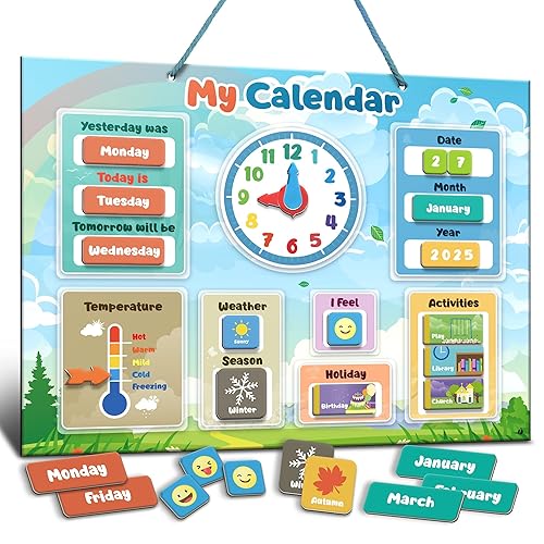 inamio Magnetic Kids Calendar for Learning - Classroom, Preschool ...