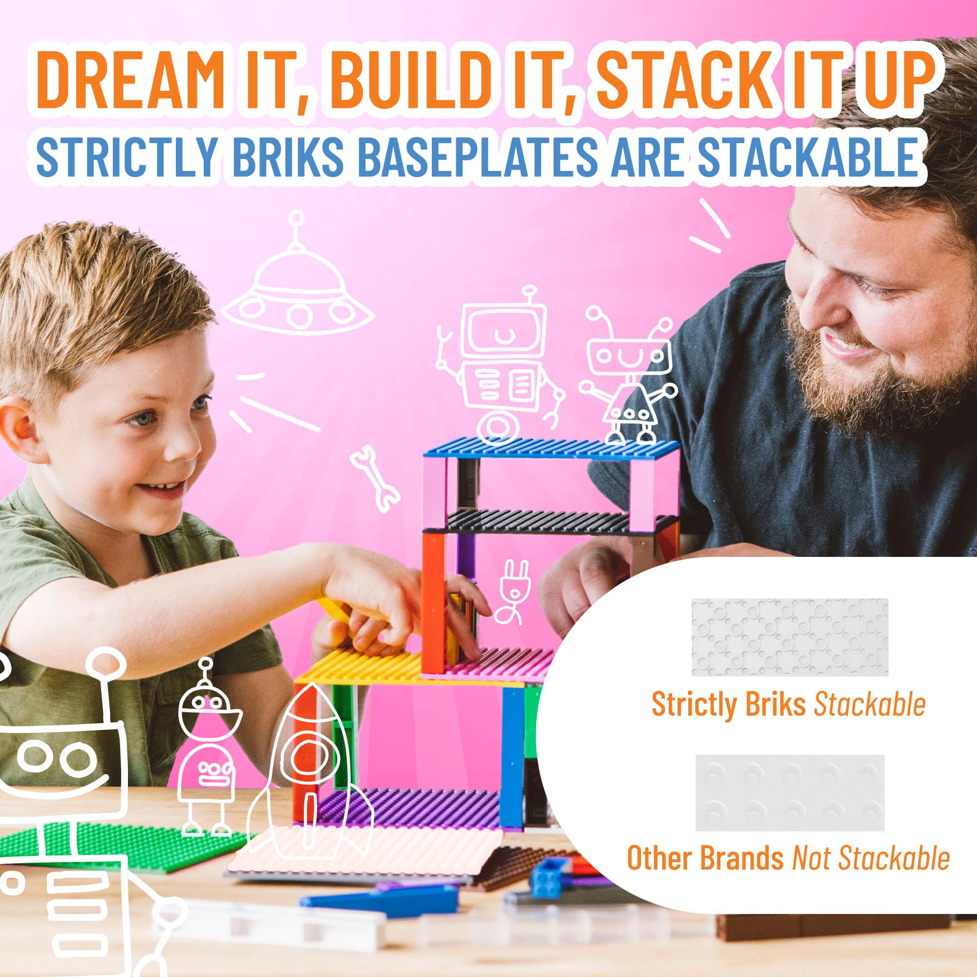 Mua Strictly Briks Classic Stackable Baseplates, Building Bricks for ...