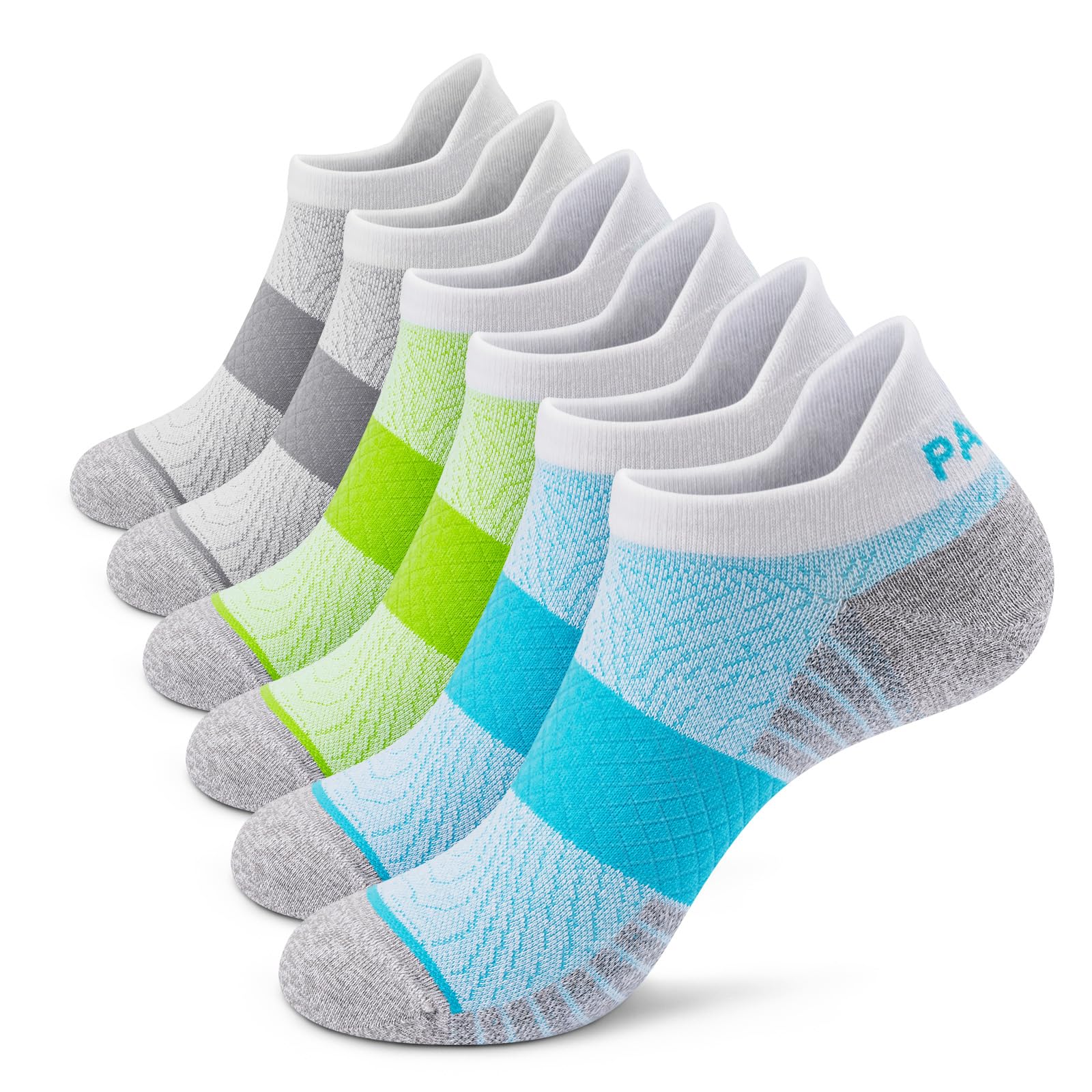 PAPLUS Womens Running Socks 6 Pairs Athletic Ankle Socks with Heel Tab ...