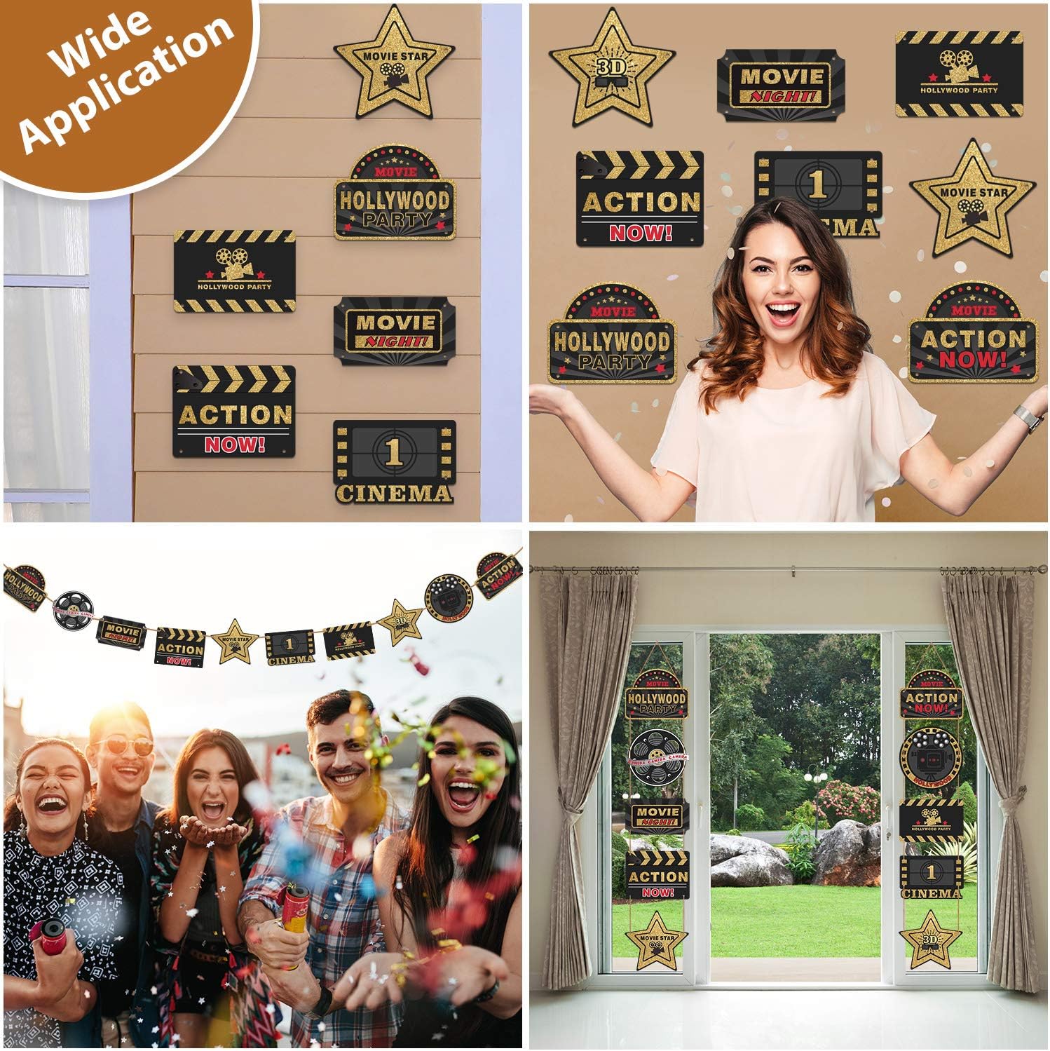 10 Pieces Hollywood Movie Theme Party Supplies Hanging Decorations, 1 ...