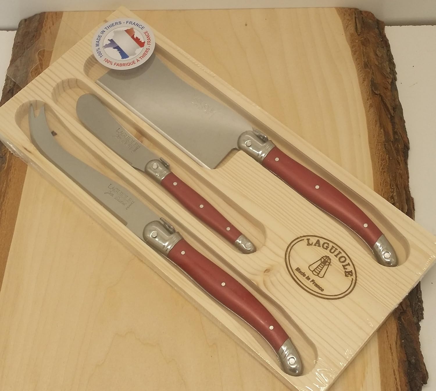 The Laguiole Jean Dubost - Cheese Knife Serving Set - 3 Piece - Red ...