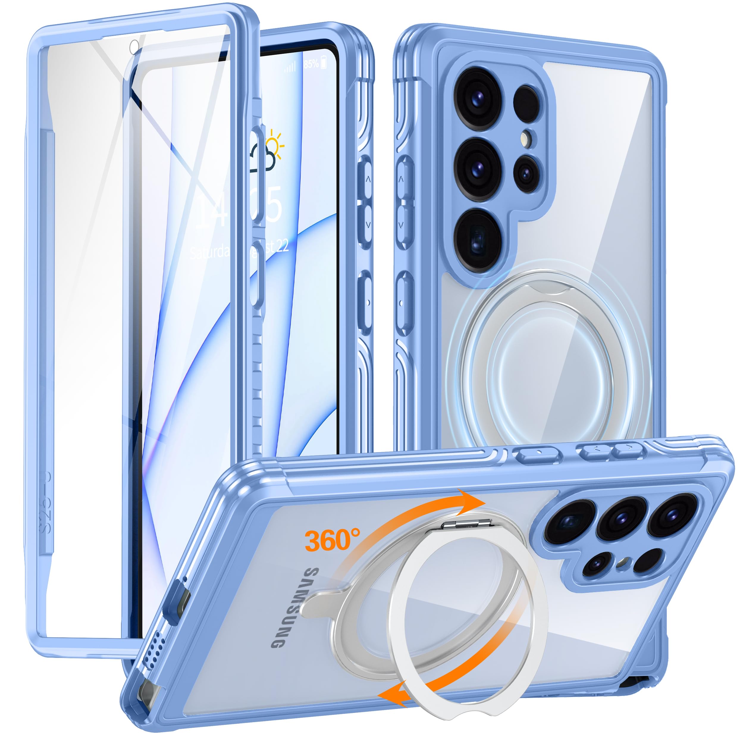 Nineasy 360° Rotatable Magnetic Stand for Samsung Galaxy S25 Ultra Case[Fit for MagSafe][Full ...