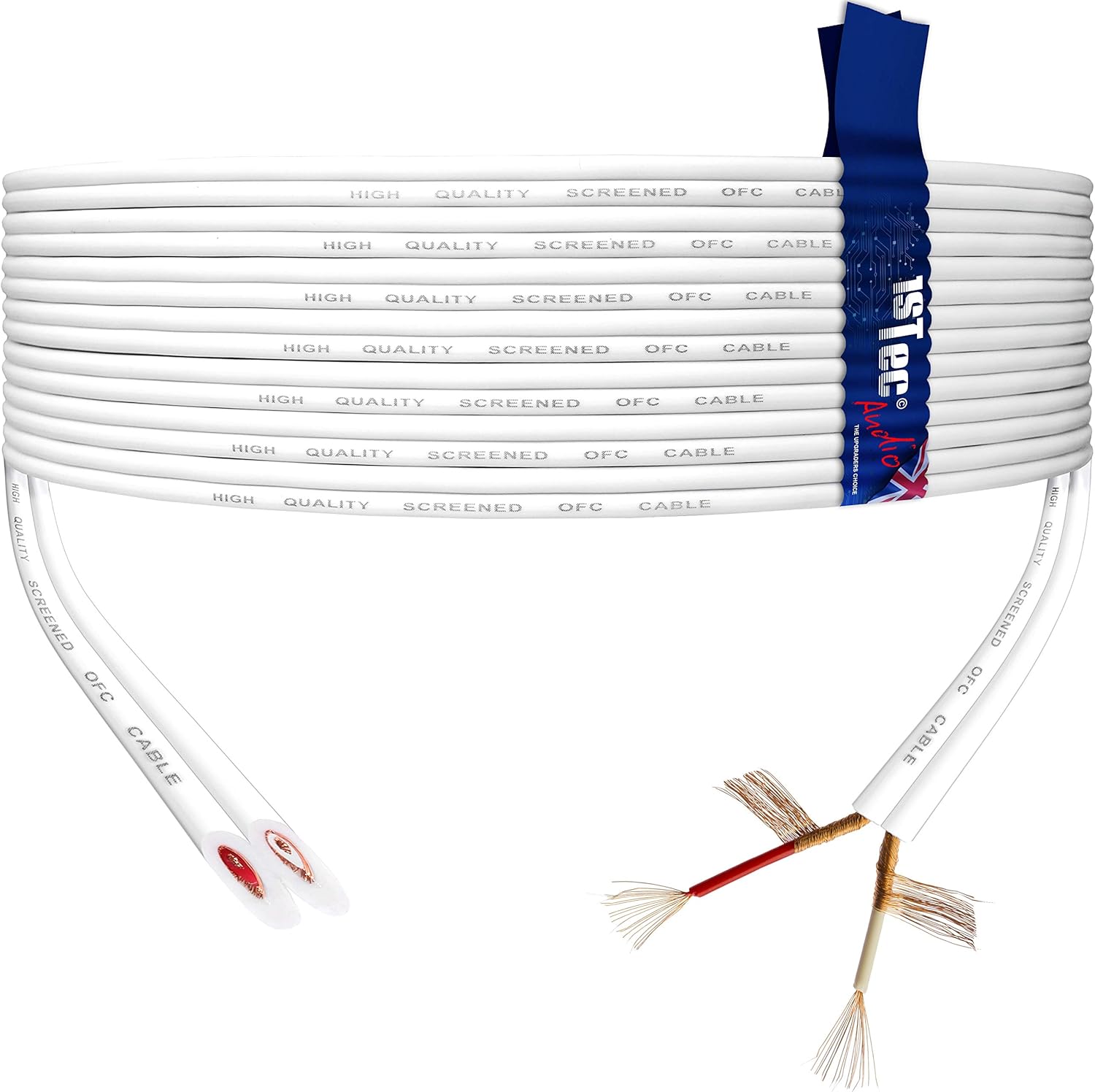 1STec 20m Twin White Individually Screened OFC Lead in figure of 8 ...