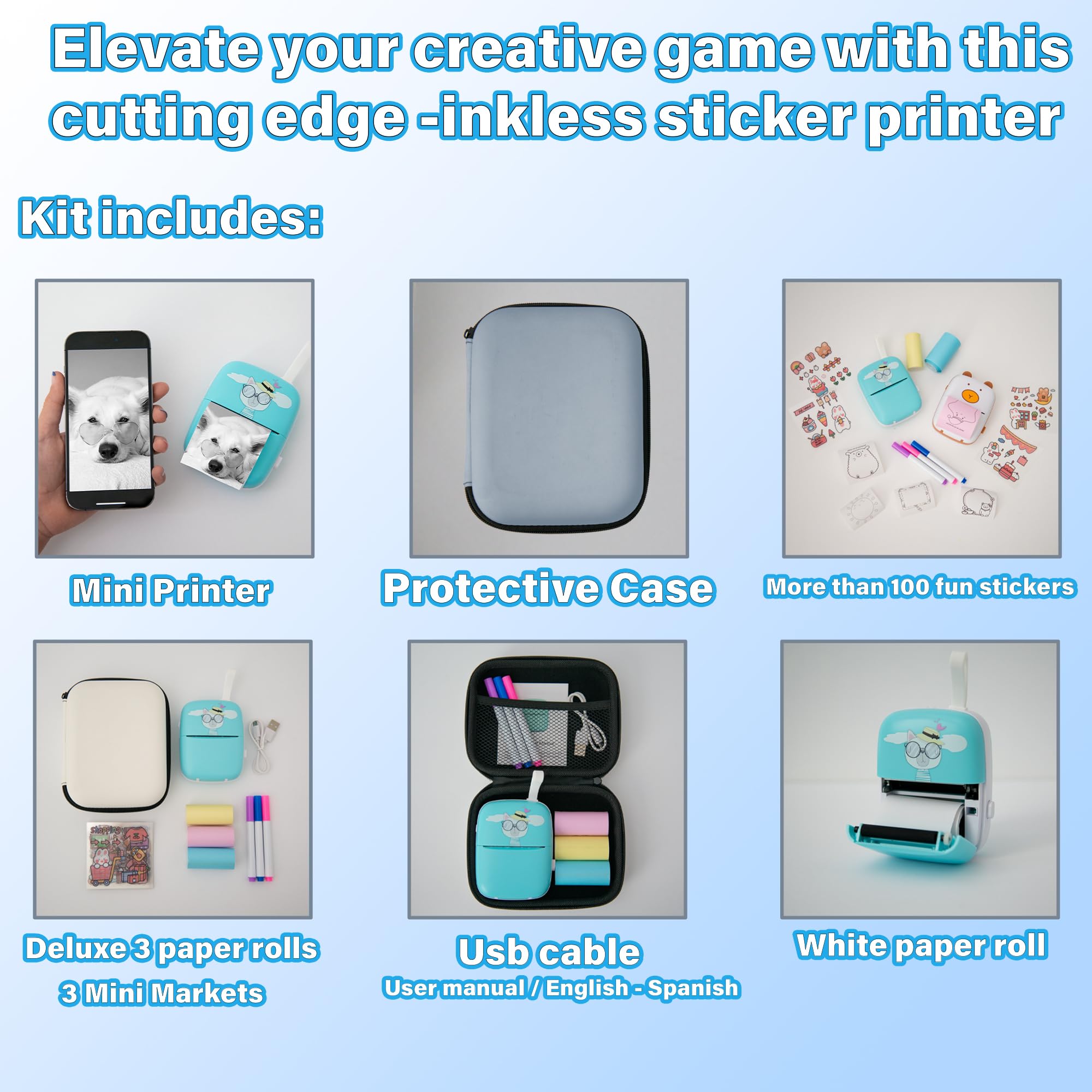 Mua Inkless Sticker Printer-Thermal Printer with Case -Mini Printer ...