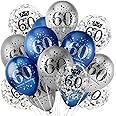 Amazon.com: 18pc Happy Birthday Balloons - Navy Blue & Silver, 60th Birthday Decorations with ...