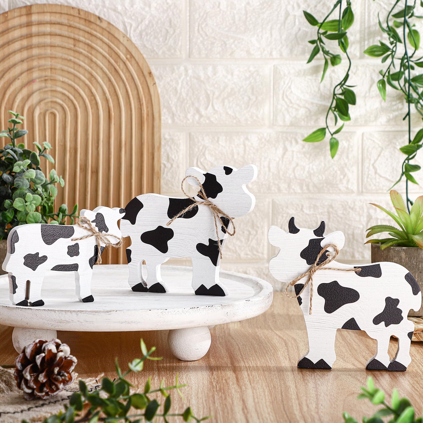 Redbaker 3 Pcs Farmhouse Cow Table Decor Christmas Cow Tiered Tray ...