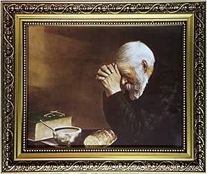 Amazon.com: Daily Bread Man Praying at Dinner Table Grace Framed Art ...