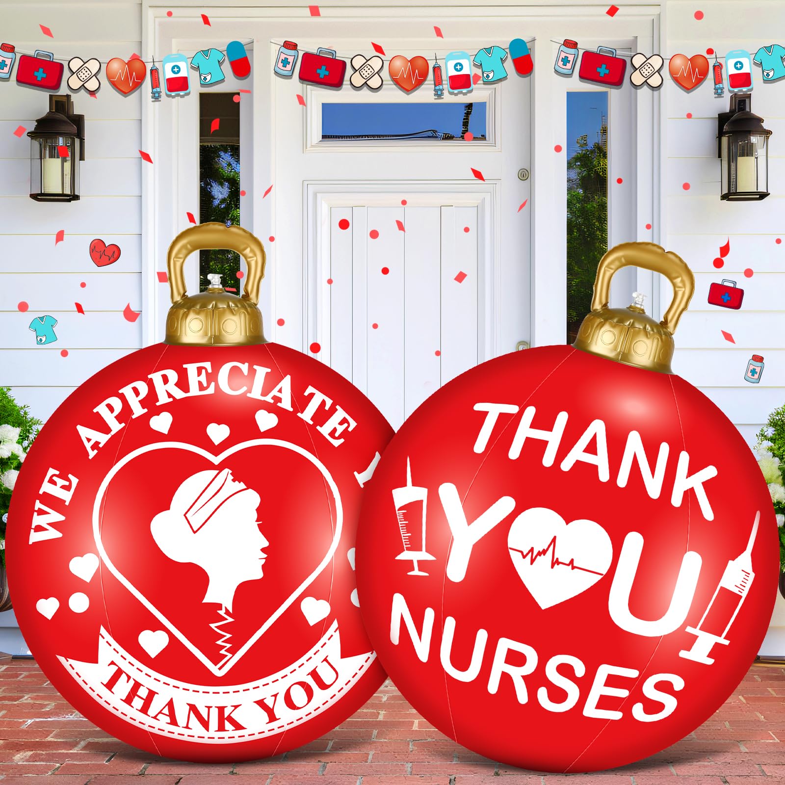 2Pcs Nurses Week Decorations 24Inch Thank You Nurse Inflatable Ball ...