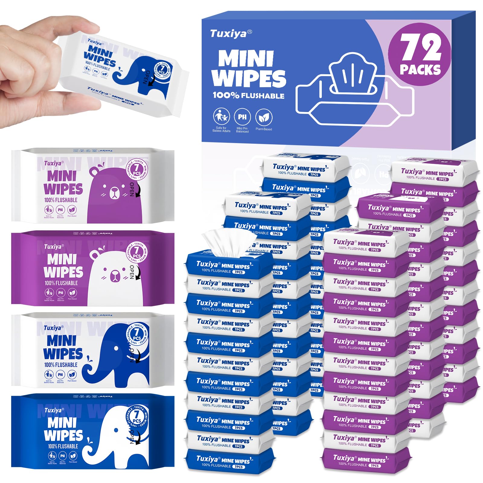72 PackTravel Flushable Wipes with Aloe & Vitamin E,Impossibly Compact ...
