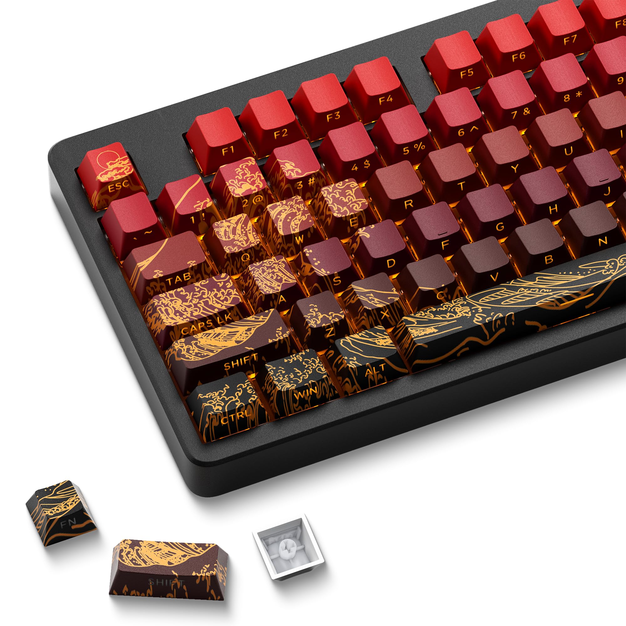 XVX Shine Through Keycaps - PBT Dye Sub Keycap Set, Side Print Keycaps ...