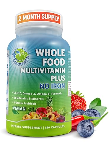 Vegan Whole Food Multivitamin Without Iron, Daily Multivitamin for ...