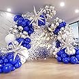 Amazon.com: 130pcs Royal Blue and Silver Balloon Arch Garland Kit, Royal Blue White Silver ...