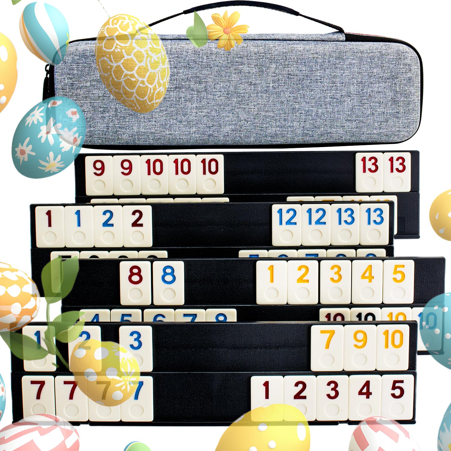 Rummy Tiles Game, Rummy Cube Travel Game Set Outlasting Color with 4 ...