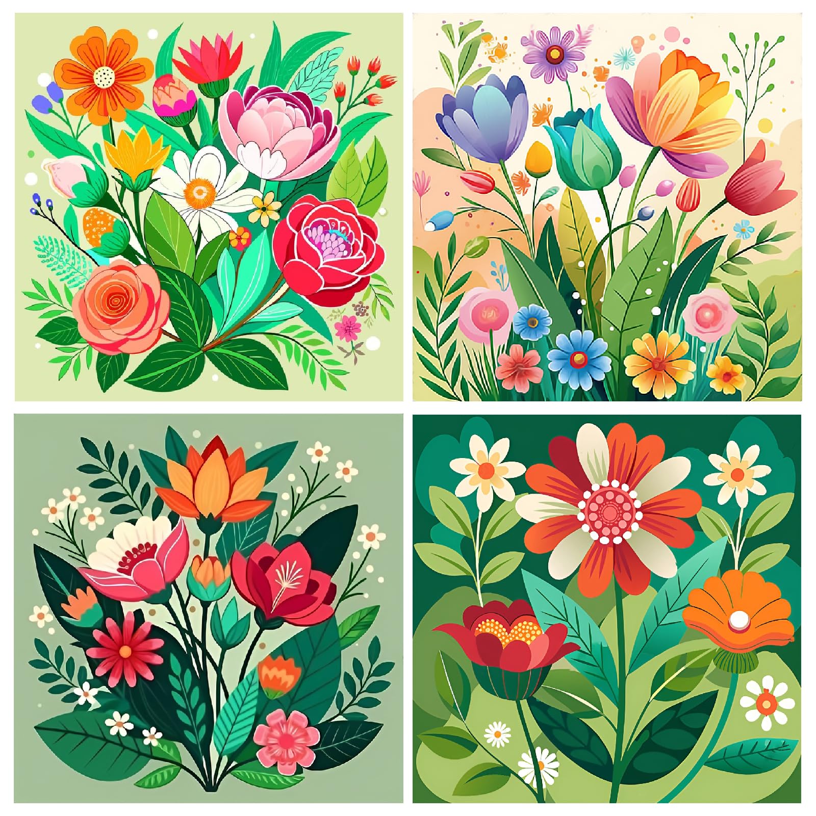 4 Pack Paint by Number for Adults, Easy Flowers Paint by Numbers Kits ...